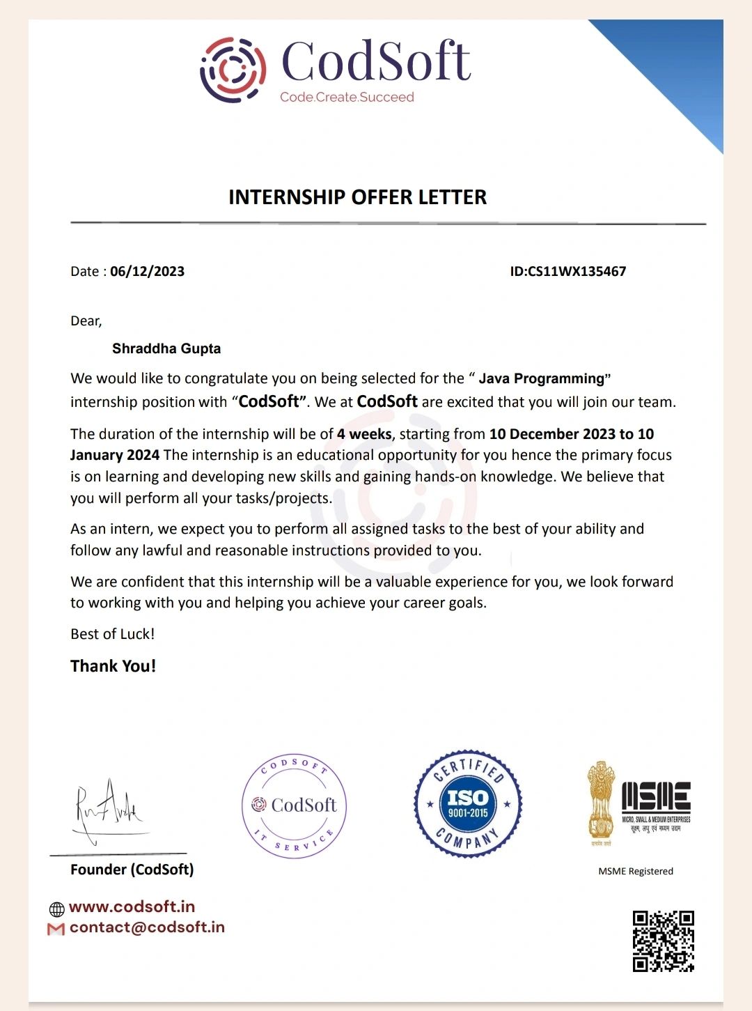 Shraddha Gupta on LinkedIn: #codesoft #internship #javaprogramming # ... Shraddha Gupta on LinkedIn: #codesoft #internship #javaprogramming # ...
