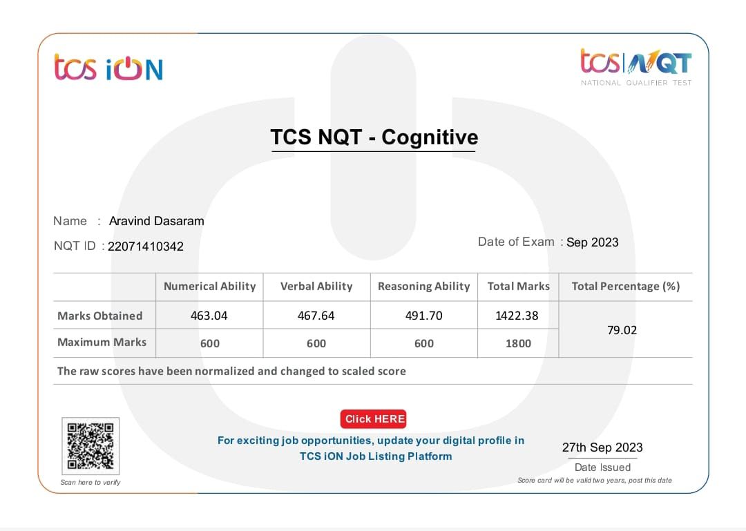Aravind dasaram on LinkedIn: #tcsnqt #achievementunlocked # ... Aravind dasaram on LinkedIn: #tcsnqt #achievementunlocked # ...