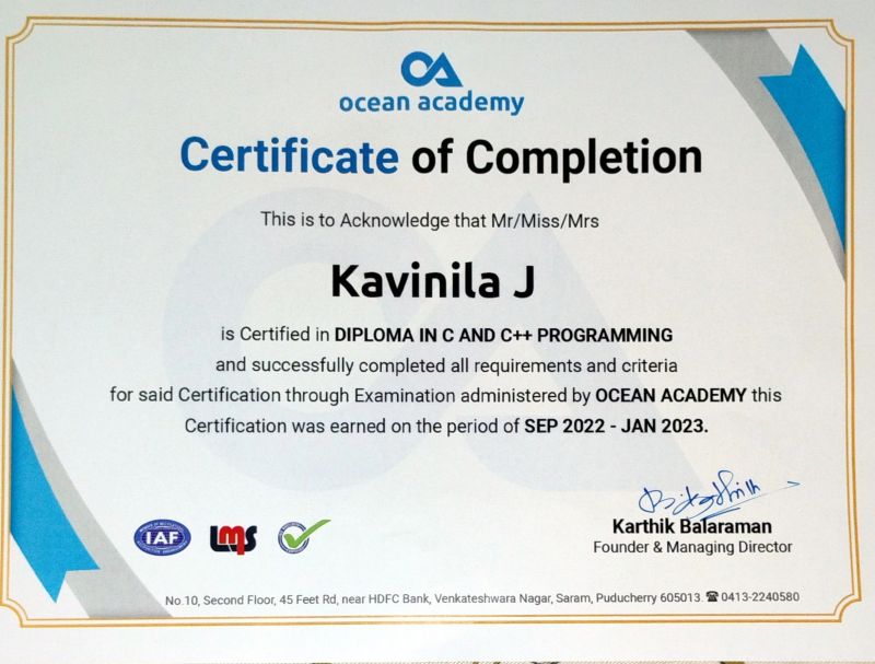Kavinila J on LinkedIn: #cplusplus #learning #codingjourney # ... Kavinila J on LinkedIn: #cplusplus #learning #codingjourney # ...