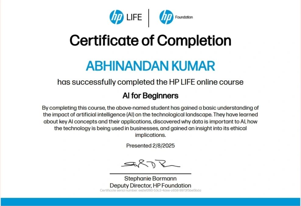 Ai For Beginners | ABHINANDAN KUMAR Ai For Beginners | ABHINANDAN KUMAR