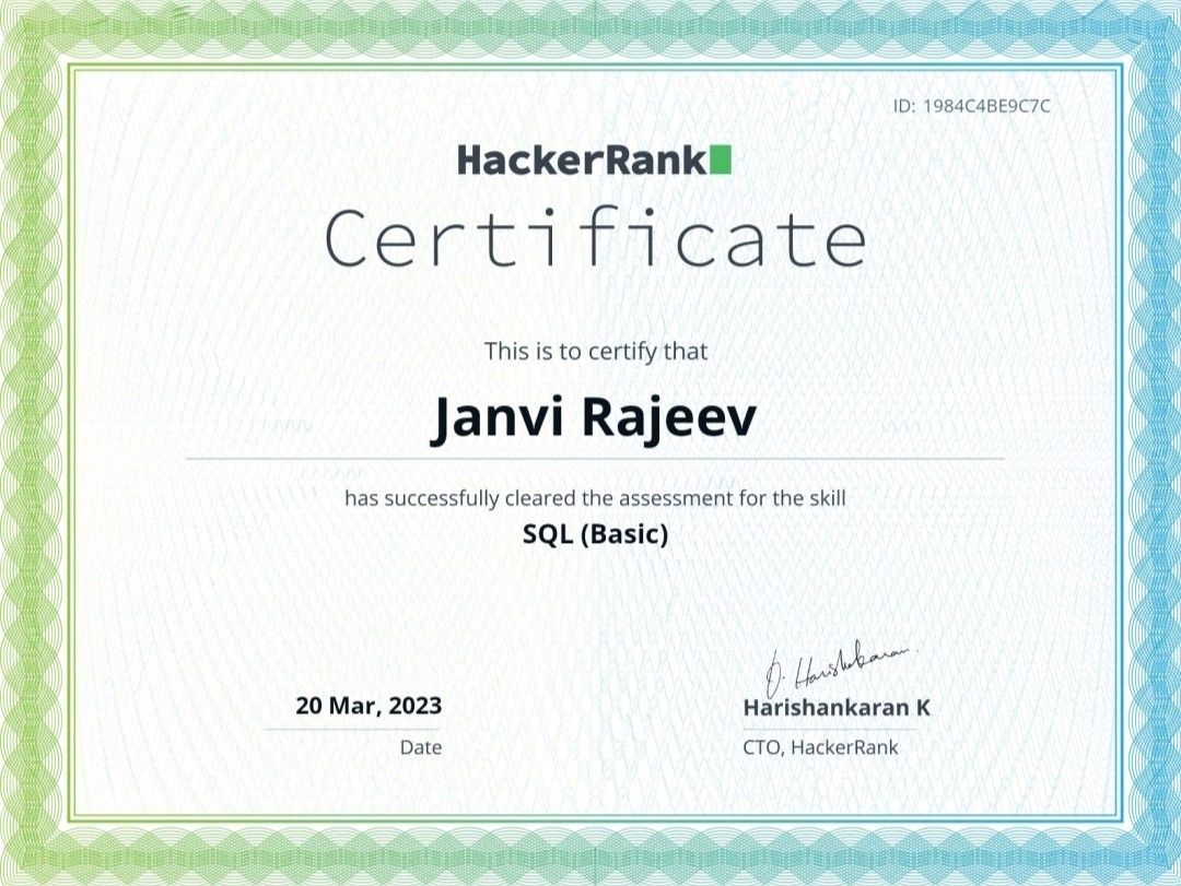 Janvi Rajeev on LinkedIn: #hackerrank #sql Janvi Rajeev on LinkedIn: #hackerrank #sql