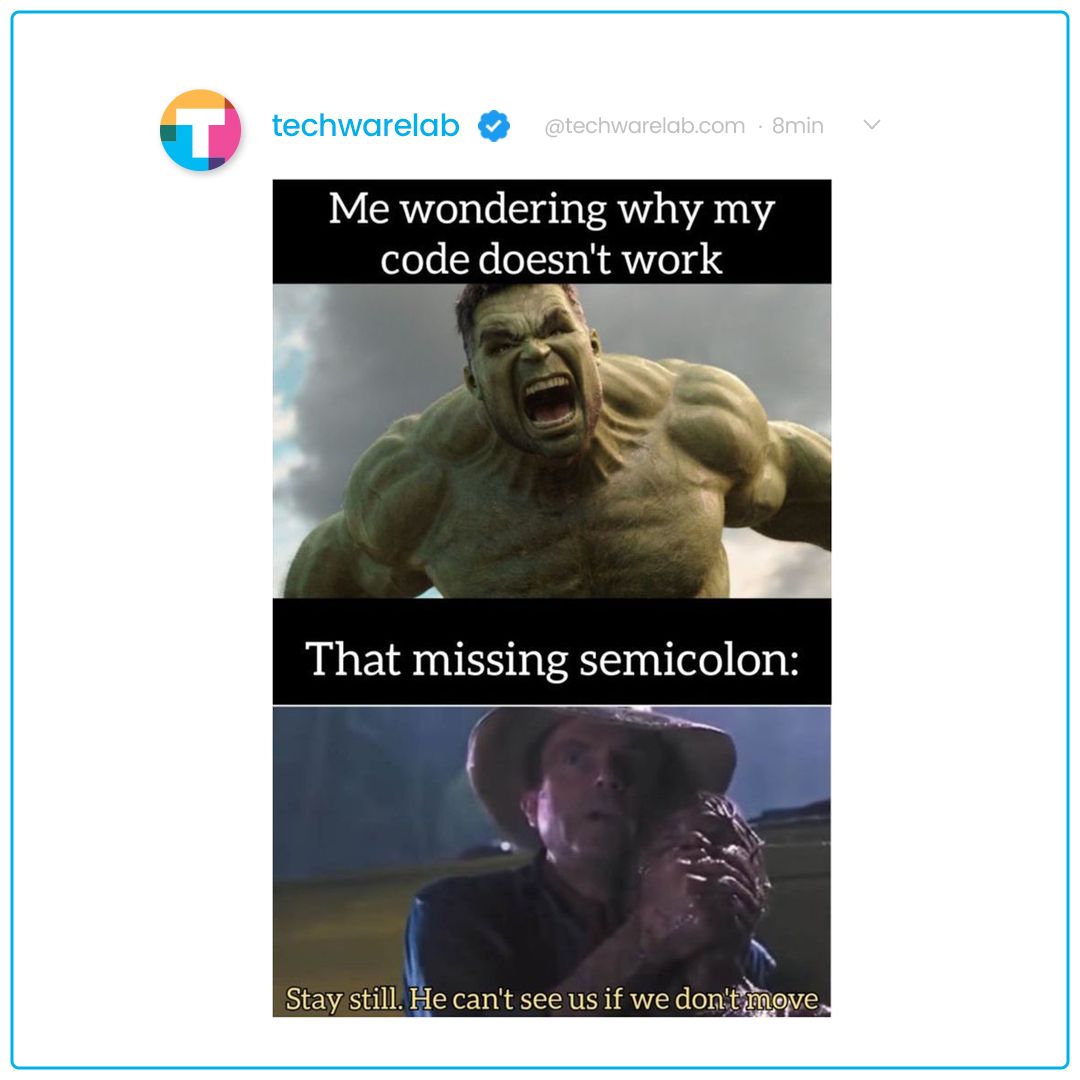 TechwareLab on LinkedIn: #semicolonmatters #syntaxerror # ... TechwareLab on LinkedIn: #semicolonmatters #syntaxerror # ...