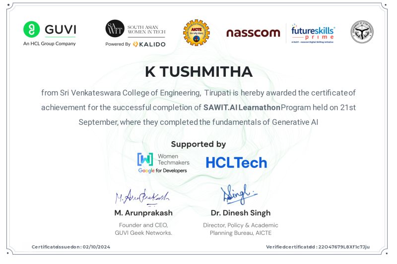 Tushmitha K on LinkedIn: #guvi #neverstoplearning #skillbuilding Tushmitha K on LinkedIn: #guvi #neverstoplearning #skillbuilding