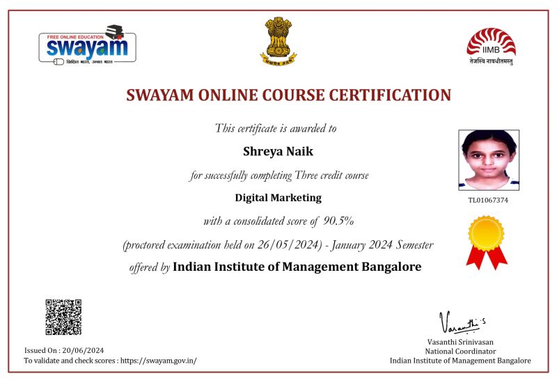 #digitalmarketing #iimb #swayam | Shreya Naik #digitalmarketing #iimb #swayam | Shreya Naik