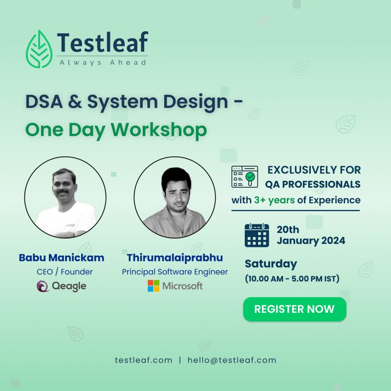 TestLeaf Software Solutions Private Limited on LinkedIn: #testleaf #dsa ... TestLeaf Software Solutions Private Limited on LinkedIn: #testleaf #dsa ...