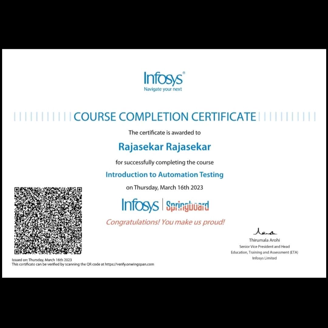 Rajasekar Rajasekar on LinkedIn: #java #infosysspringboard # ... Rajasekar Rajasekar on LinkedIn: #java #infosysspringboard # ...