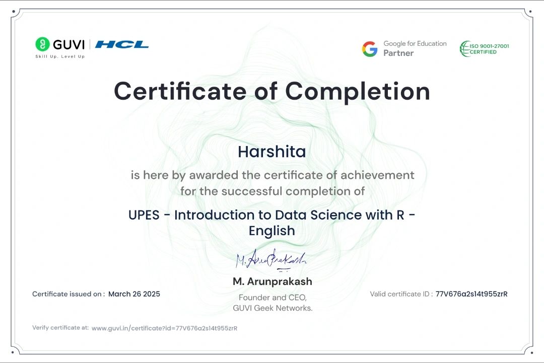 #datascience #rprogramming #learningjourney #guvi #upes #hcl ... #datascience #rprogramming #learningjourney #guvi #upes #hcl ...