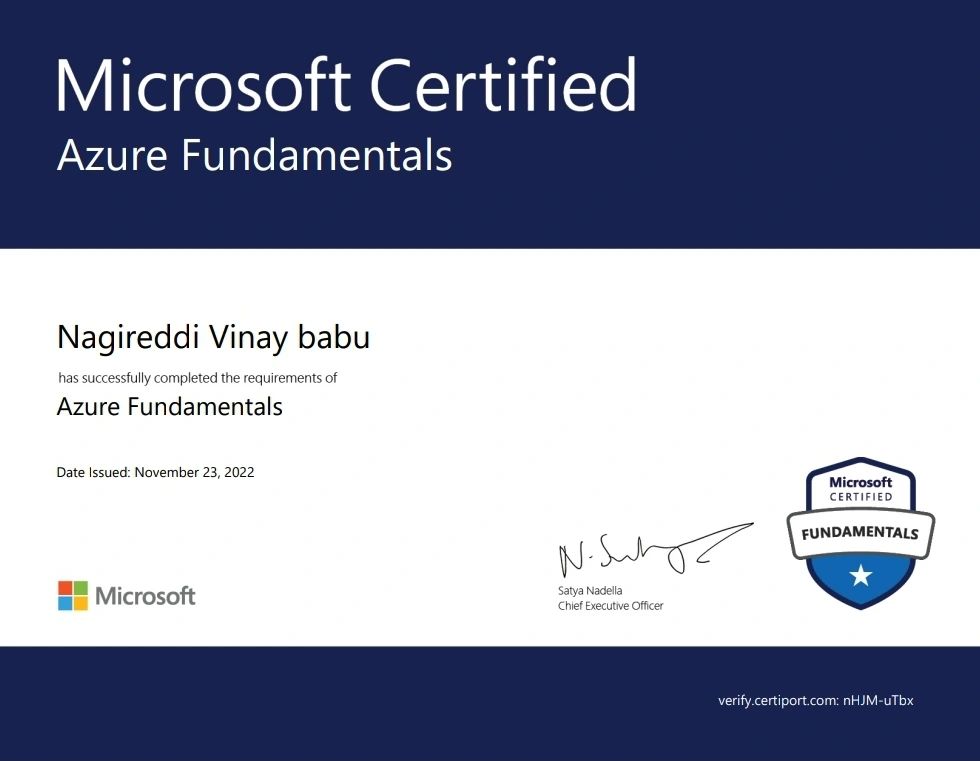Vinay Nagireddi on LinkedIn: #microsoftcertified #azurefundamentals # ... Vinay Nagireddi on LinkedIn: #microsoftcertified #azurefundamentals # ...