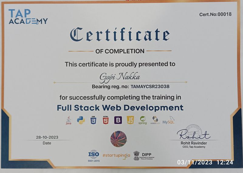 Gopi Nakka on LinkedIn: #tapacademy #fullstackdeveloper #fullstack # ... Gopi Nakka on LinkedIn: #tapacademy #fullstackdeveloper #fullstack # ...