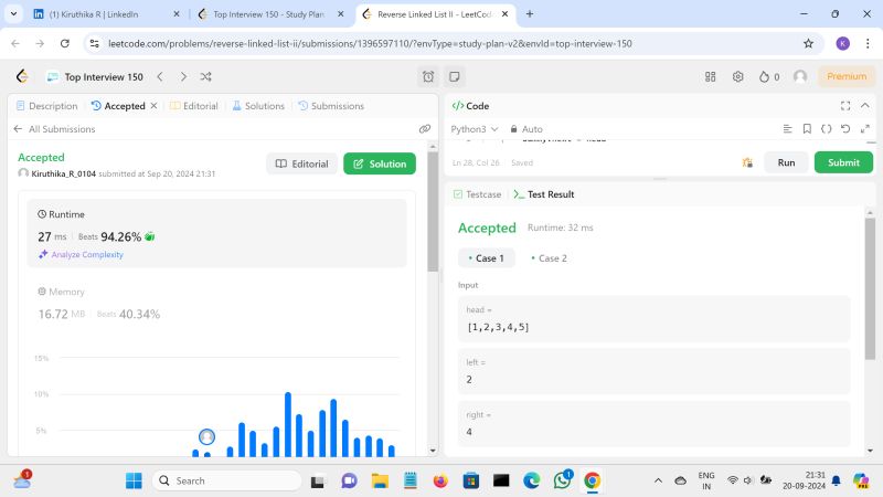 Kiruthika R on LinkedIn: Day 64 of my LeetCode challenge is done! Today ... Kiruthika R on LinkedIn: Day 64 of my LeetCode challenge is done! Today ...