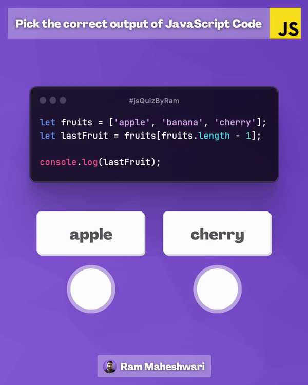 Ram Maheshwari ♾️ on LinkedIn: #jsquizbyram #html #css #javascript ... Ram Maheshwari ♾️ on LinkedIn: #jsquizbyram #html #css #javascript ...