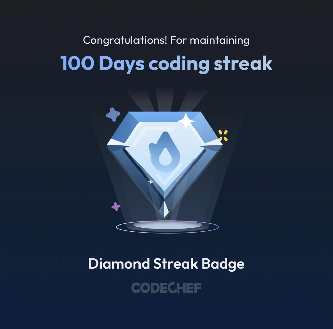 #100daysofcode #codechef #milestone #keepcoding | Anshika Srivastav #100daysofcode #codechef #milestone #keepcoding | Anshika Srivastav