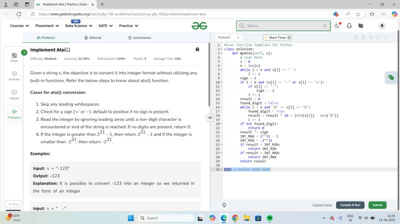 #geeksforgeeks #gfg160 #atoiproblem #pythonprogramming #dsa ... #geeksforgeeks #gfg160 #atoiproblem #pythonprogramming #dsa ...