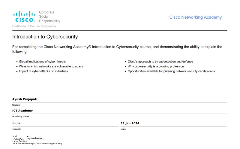 Ayush Prajapati on LinkedIn: #cybersecurity #certification # ... Ayush Prajapati on LinkedIn: #cybersecurity #certification # ...