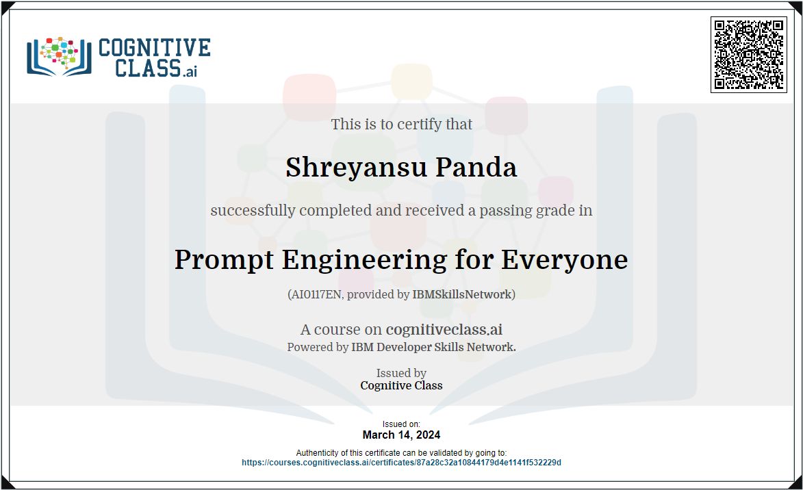 Shreyansu Panda on LinkedIn: #promptengineering #certification # ... Shreyansu Panda on LinkedIn: #promptengineering #certification # ...