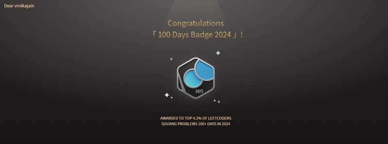 Earned LeetCode Badge 2024! | Vrnika Jain posted on the topic | LinkedIn Earned LeetCode Badge 2024! | Vrnika Jain posted on the topic | LinkedIn