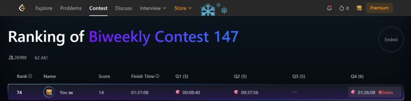 Suresh Kumar on LinkedIn: Ranked 74 in the recent Biweekly Contest 147 ... Suresh Kumar on LinkedIn: Ranked 74 in the recent Biweekly Contest 147 ...