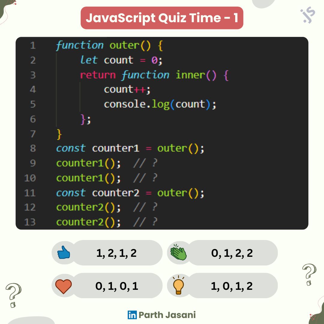 Parth Jasani on LinkedIn: #javascript #codingchallenge #frontend #vuejs ... Parth Jasani on LinkedIn: #javascript #codingchallenge #frontend #vuejs ...