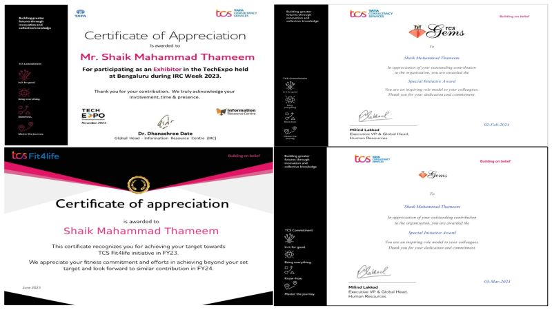 Shaik Mahammad Thameem on LinkedIn: Glimpse of TCS journey ... Shaik Mahammad Thameem on LinkedIn: Glimpse of TCS journey ...