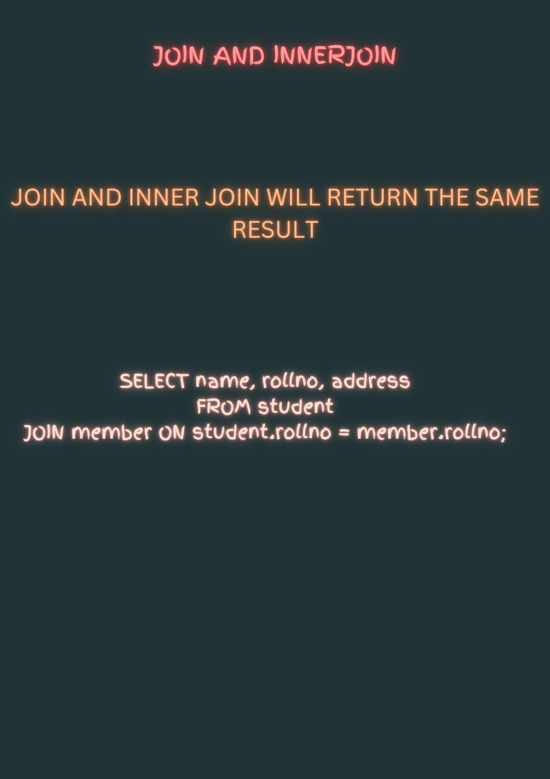 DAY 3 OF SQL LEARNING Today i completed the topics such as sql… | Sneha ... DAY 3 OF SQL LEARNING Today i completed the topics such as sql… | Sneha ...