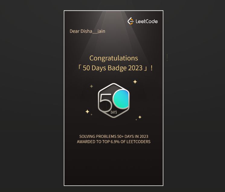 #leetcode #codingmilestone #techjourney #problemsolving… | Disha Jain #leetcode #codingmilestone #techjourney #problemsolving… | Disha Jain