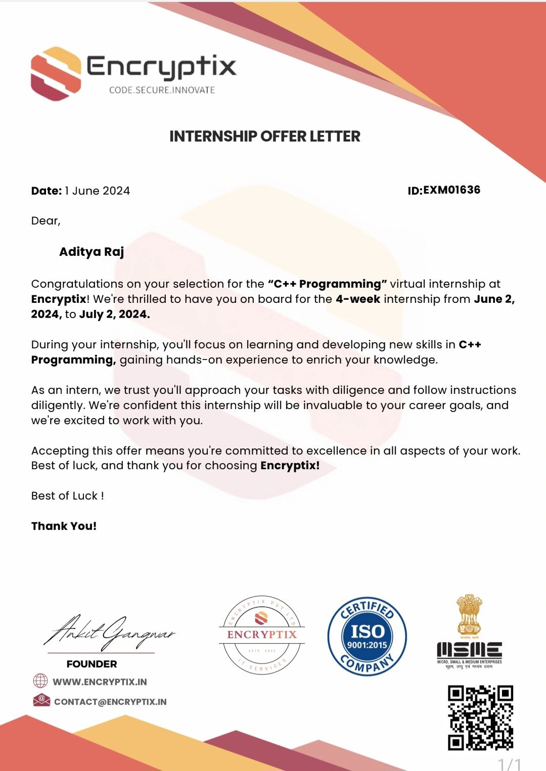 I am thrilled to announce that I have accepted an #internship offer ... I am thrilled to announce that I have accepted an #internship offer ...