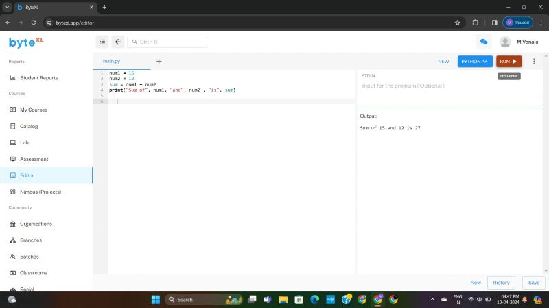 Vanaja Medam on LinkedIn: Adding of two numbers in python #Qis # ... Vanaja Medam on LinkedIn: Adding of two numbers in python #Qis # ...