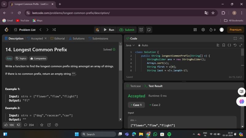 Shalu Senthil on LinkedIn: Leetcode Programming 12. Longest common ... Shalu Senthil on LinkedIn: Leetcode Programming 12. Longest common ...
