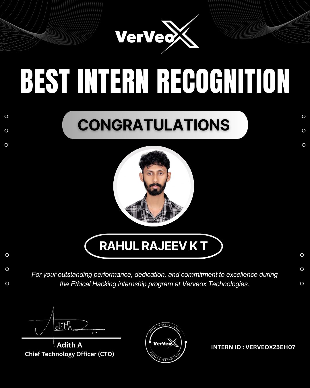 Excited to be recognized as the Best Intern of the Month at Verveox ... Excited to be recognized as the Best Intern of the Month at Verveox ...