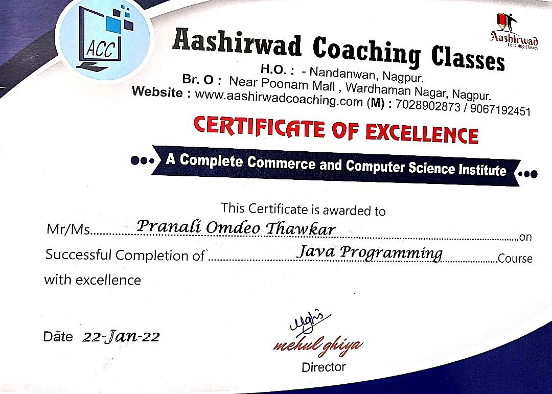 Pranali Thawkar on LinkedIn: #corejava Pranali Thawkar on LinkedIn: #corejava
