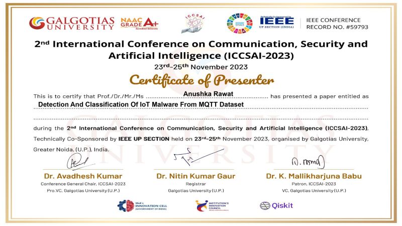 Anushka Rawat on LinkedIn: #iccsai2023 #ieeeconference #ieee Anushka Rawat on LinkedIn: #iccsai2023 #ieeeconference #ieee