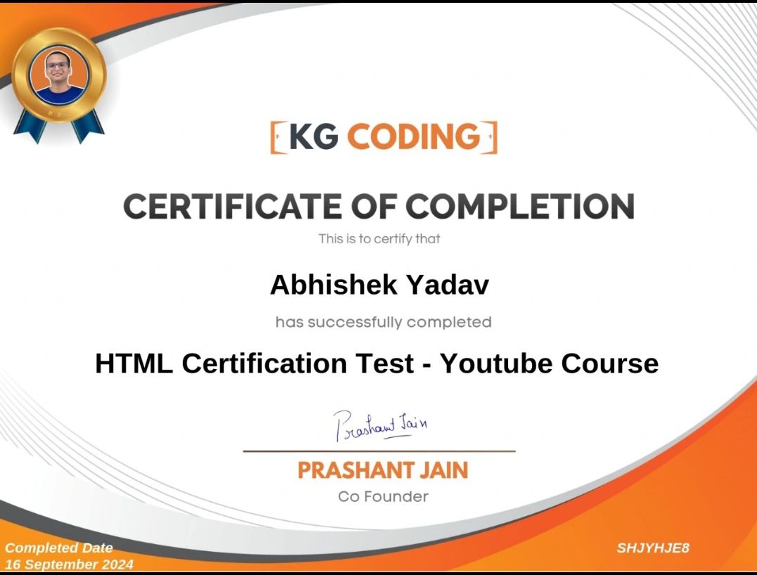 Abhishek Yadav on LinkedIn: #html #webdevelopment #certification # ... Abhishek Yadav on LinkedIn: #html #webdevelopment #certification # ...