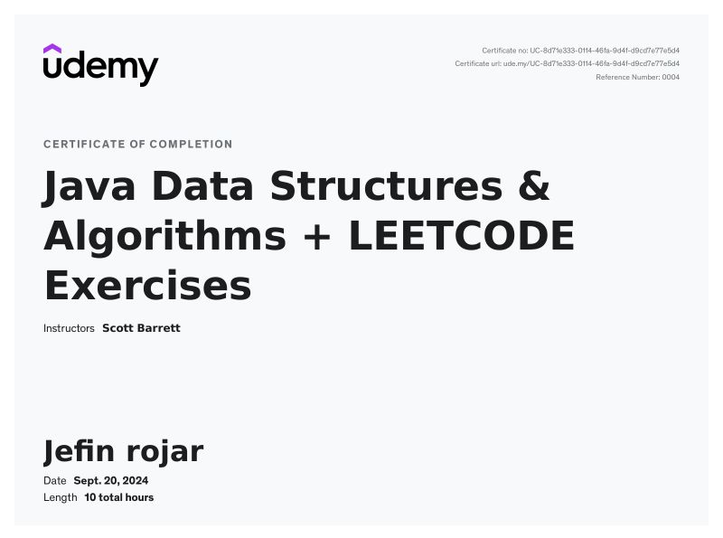 Jefin Rojar J on LinkedIn: #java #datastructures #algorithms #leetcode ... Jefin Rojar J on LinkedIn: #java #datastructures #algorithms #leetcode ...