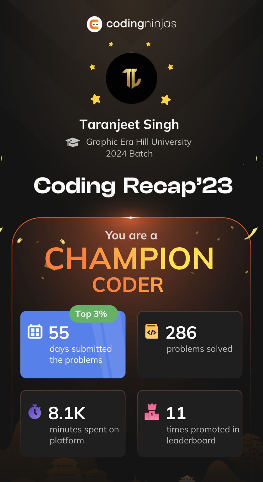 Taranjeet Singh on LinkedIn: #connections #coding #codingninjas # ... Taranjeet Singh on LinkedIn: #connections #coding #codingninjas # ...