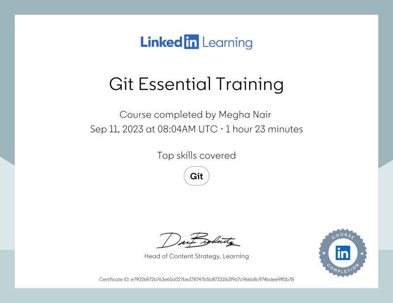 Megha Nair on LinkedIn: Certificate of Completion Megha Nair on LinkedIn: Certificate of Completion