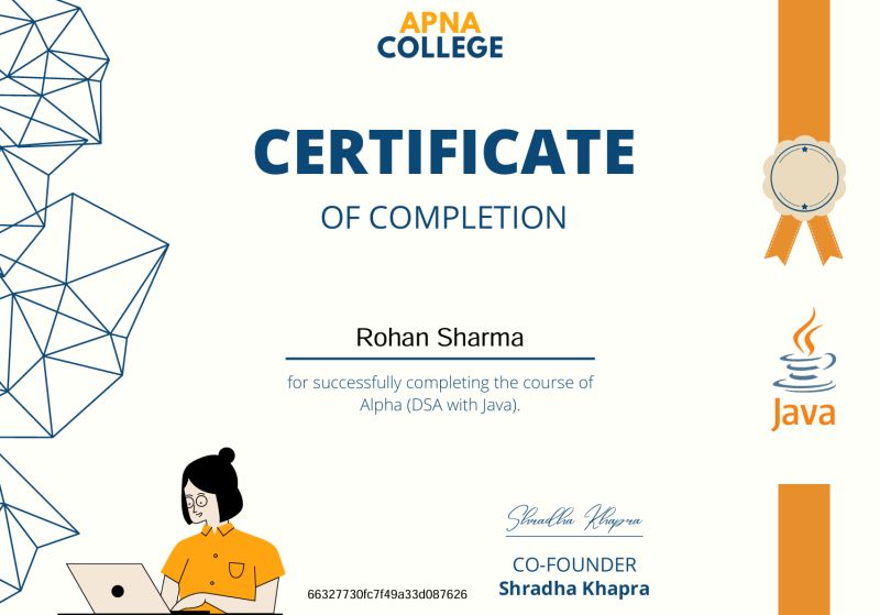 Rohan Sharma on LinkedIn: #java #dsa #certification #apnacollege # ... Rohan Sharma on LinkedIn: #java #dsa #certification #apnacollege # ...