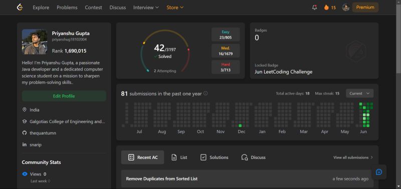 Priyanshu Gupta on LinkedIn: 🎉 Week Two of My LeetCode Journey! 🎉 I'm ... Priyanshu Gupta on LinkedIn: 🎉 Week Two of My LeetCode Journey! 🎉 I'm ...