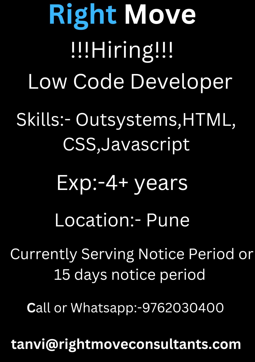 Tanvi P on LinkedIn: #lowcode #outsystems #html #css #javascript #hiringnow Tanvi P on LinkedIn: #lowcode #outsystems #html #css #javascript #hiringnow