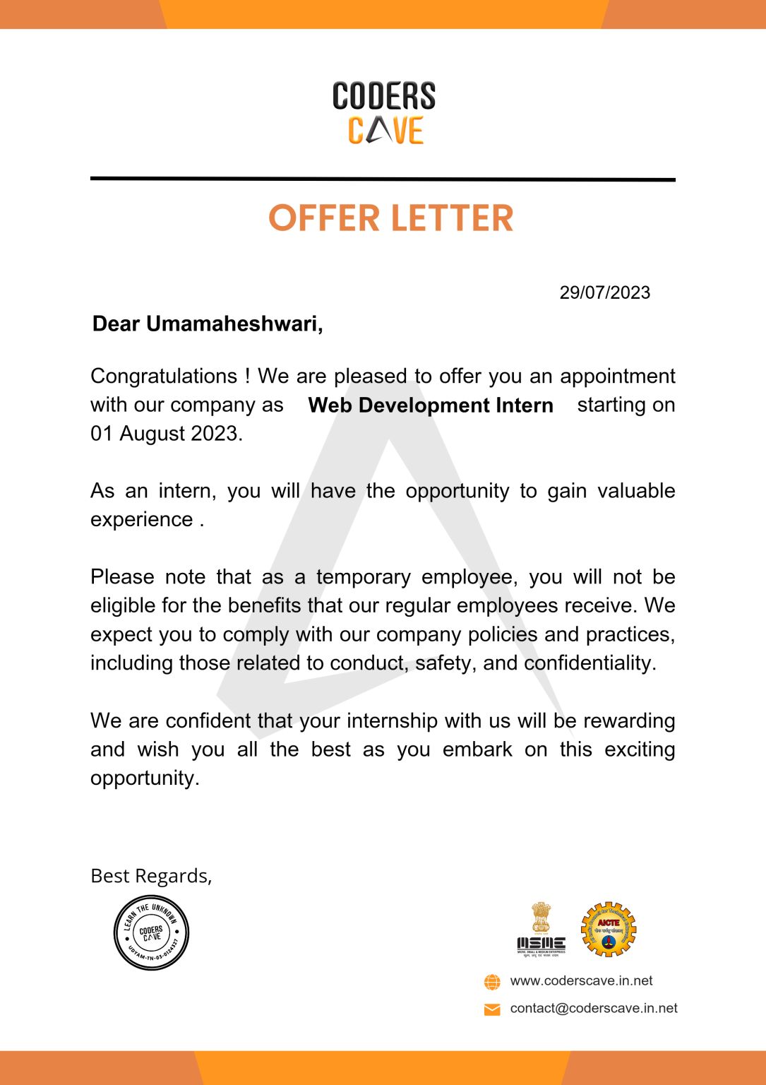 Umamaheswari M S on LinkedIn: #coderscave #intern #webdevelopment Umamaheswari M S on LinkedIn: #coderscave #intern #webdevelopment