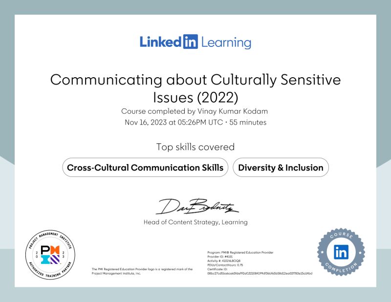 Vinay Kumar Kodam on LinkedIn: Certificate of Completion Vinay Kumar Kodam on LinkedIn: Certificate of Completion