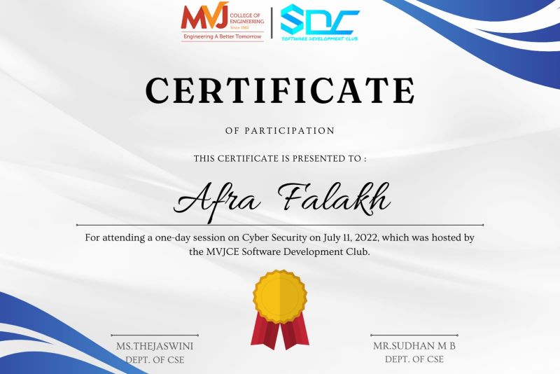 Afra Falakh on LinkedIn: #cybersecurity #workshop #techlearning #mvjce Afra Falakh on LinkedIn: #cybersecurity #workshop #techlearning #mvjce