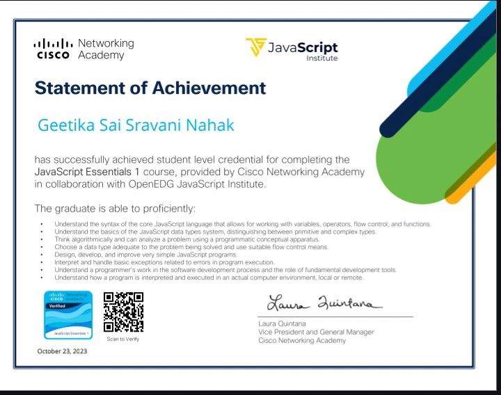 Geetika Sai Sravani Nahak on LinkedIn: #javascript #webdevelopment Geetika Sai Sravani Nahak on LinkedIn: #javascript #webdevelopment