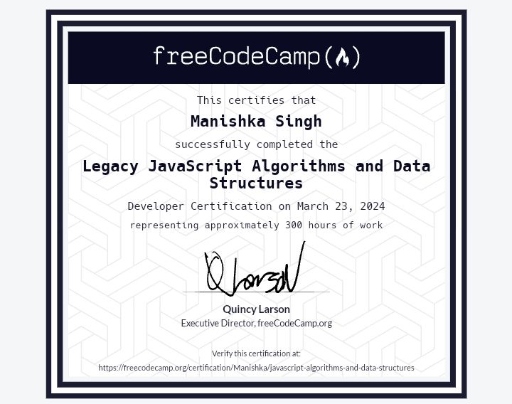 Completed JavaScript Algorithms and Data Structures from freeCodeCamp ... Completed JavaScript Algorithms and Data Structures from freeCodeCamp ...