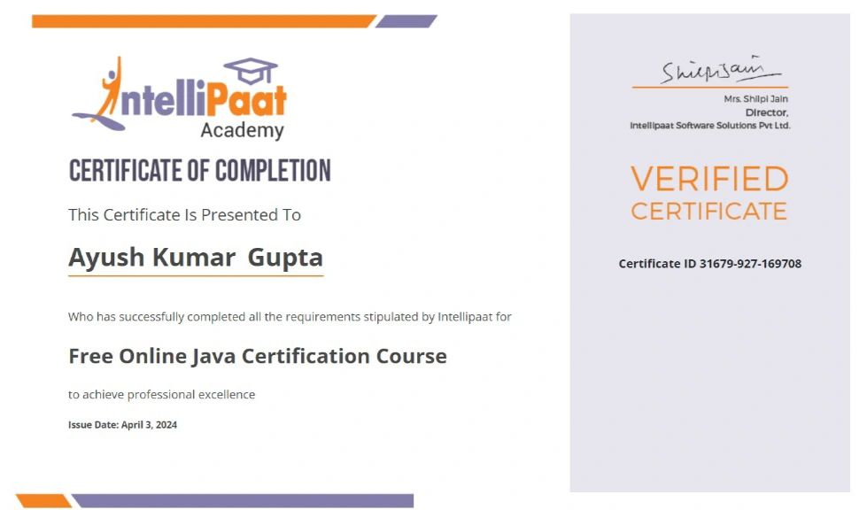 Ayush Kumar Gupta on LinkedIn: #intellipaat #java #programming Ayush Kumar Gupta on LinkedIn: #intellipaat #java #programming
