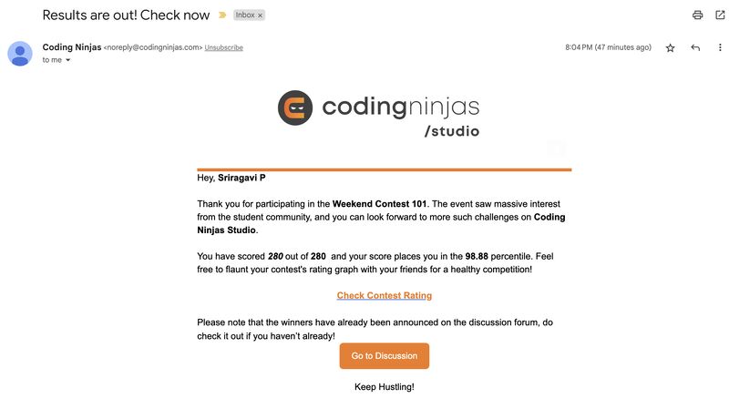 Sriragavi P on LinkedIn: #fellow #coders #codingninjas #codechallenge # ... Sriragavi P on LinkedIn: #fellow #coders #codingninjas #codechallenge # ...