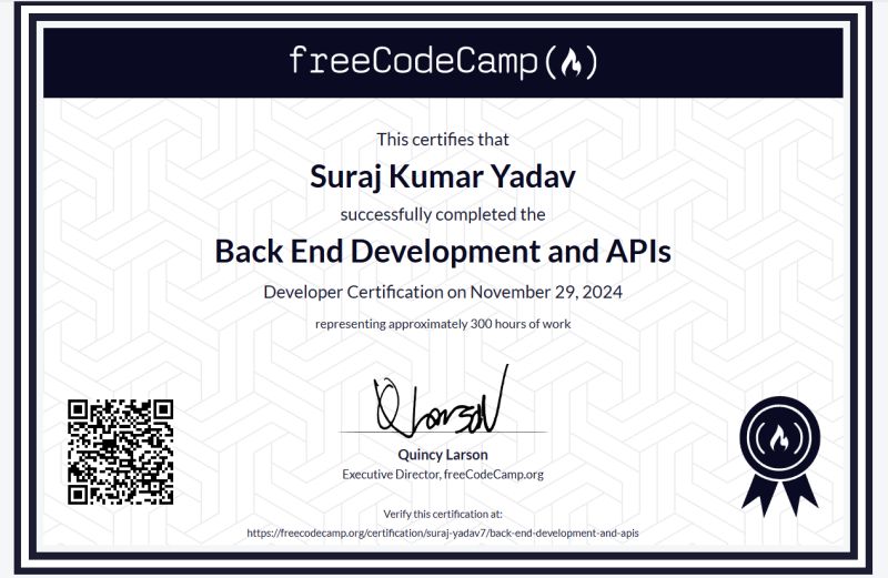 Suraj Kumar Yadav on LinkedIn: #freecodecamp #backenddevelopment # ... Suraj Kumar Yadav on LinkedIn: #freecodecamp #backenddevelopment # ...
