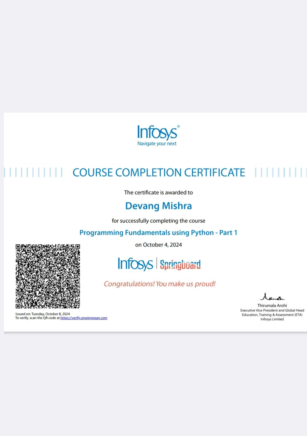 #infosysspringboard | Devang Mishra #infosysspringboard | Devang Mishra