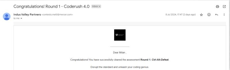Milan Gahlyan on LinkedIn: Thrilled to have conquered Round 1: Ctrl-Alt ... Milan Gahlyan on LinkedIn: Thrilled to have conquered Round 1: Ctrl-Alt ...