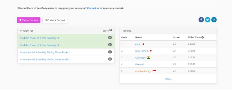 Aditya Kumar on LinkedIn: BIWEEKLY CONTEST 137 [ 2 (Medium) 2 (Hard ... Aditya Kumar on LinkedIn: BIWEEKLY CONTEST 137 [ 2 (Medium) 2 (Hard ...