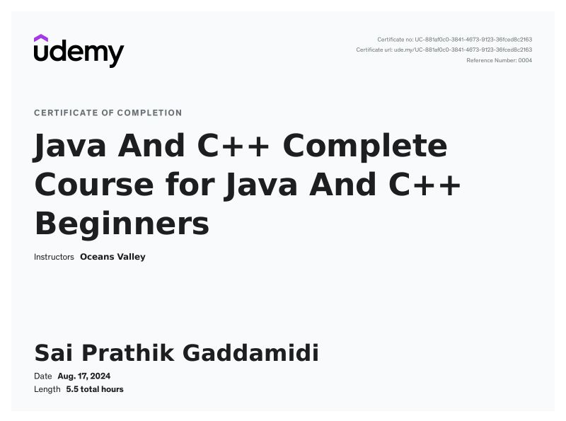 Gaddamidi Sai Prathik on LinkedIn: #programming #java #cplusplus # ... Gaddamidi Sai Prathik on LinkedIn: #programming #java #cplusplus # ...